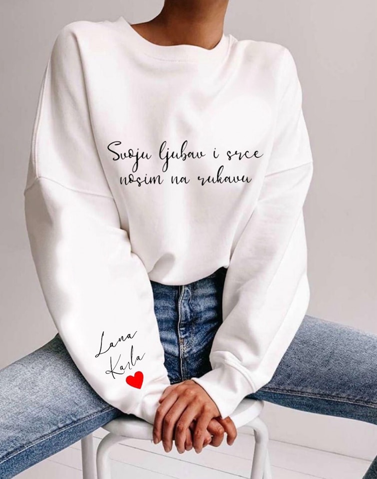 Majica "Svoju ljubav i srce nosim na rukav" sa imenima po želji na ...
